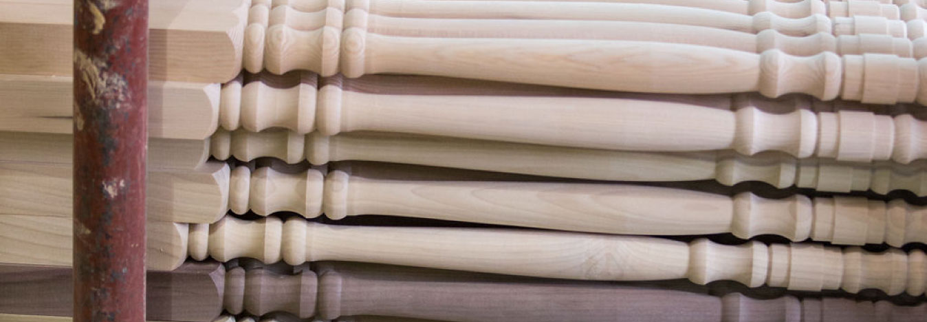 Wood turned staircase parts, posts, newels, spindles, balusters